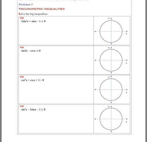 Solved Worksheet 6 TRIGONOMETRIC INEQUALITIES Solve The Trig Chegg Com Solved Worksheet 6 TRIGONOMETRIC INEQUALITIES Solve The Trig Chegg Com