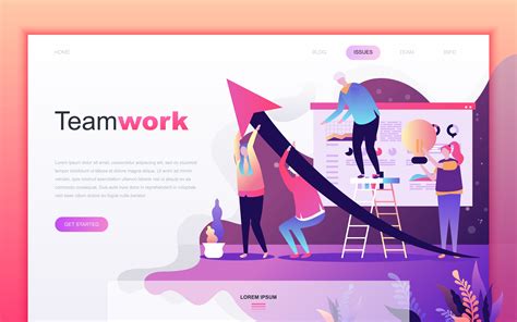 Modern Flat Cartoon Design Concept Of Teamwork For Website And Mobile App Development Landing
