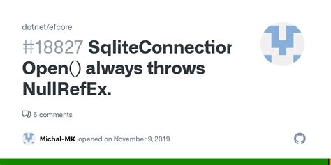 Sqliteconnection Open Always Throws Nullrefex · Issue 18827