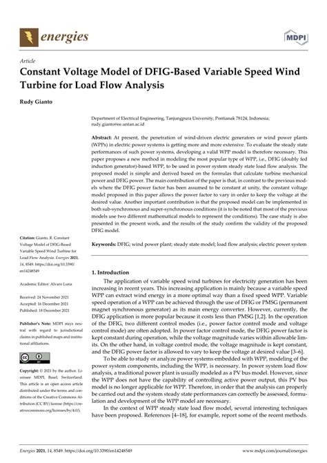 Pdf Constant Voltage Model Of Dfig Based Variable Speed Wind Turbine
