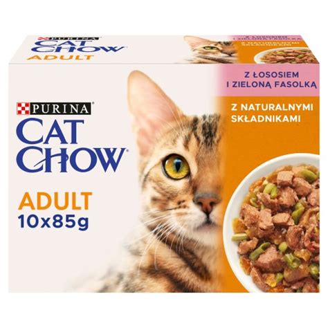 Purina Cat Chow Adult Z łososiem I Zieloną Fasolką 10 X 85 G