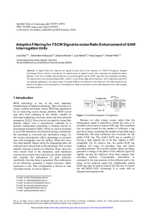 Pdf Adaptive Filtering For Fscw Signal To Noise Ratio Enhancement Of