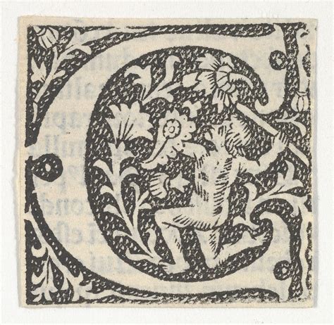 Anonymous French 15th Century Decorated Roman Alphabet The