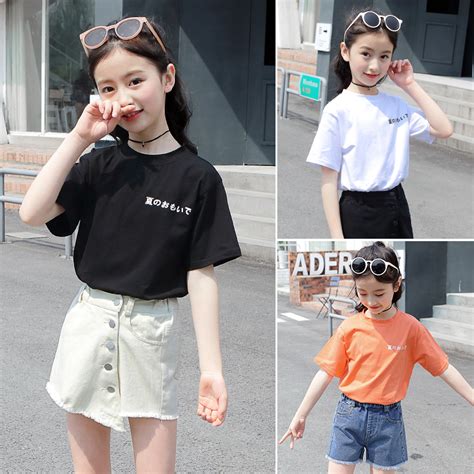 女童短袖t恤 2023夏装大童儿童白色上衣洋气小女孩半袖纯棉体恤潮虎窝淘