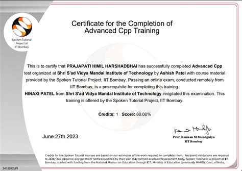 Himil Prajapati On Linkedin Cpp Certificationachievement Iitbombay Spokentutorialproject