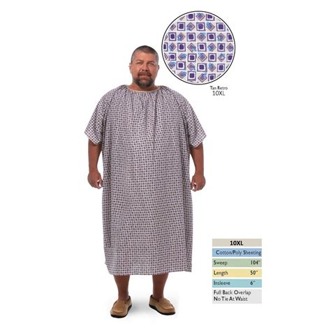 10XL Bariatric Hospital Gown With Full Back Overlap Closure, Tan Retro ...