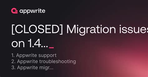 Closed Migration Issues On 141 Threads Appwrite