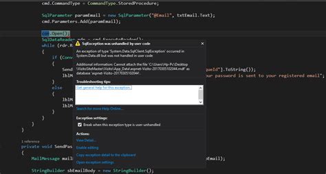 c can t solve the an exception of type system data sqlclient