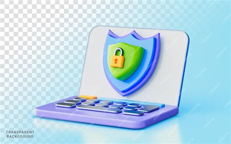 Premium Psd Laptop Security Shield Lock 3d Illustration Antivirus Protect Password Online Data