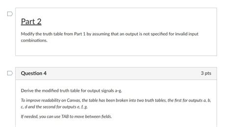 Part 2 Modify The Truth Table From Part 1 By Assuming