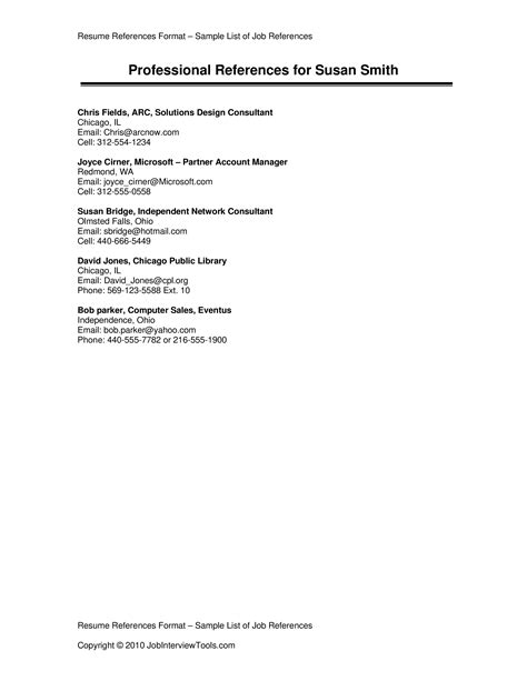 Standard Resume Reference Format