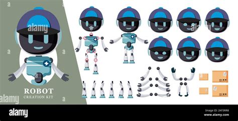 Robots Creation Kit Vector Set Design Robot Body And Head Creator