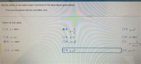 Solved Identify Which Of The Twelve Basic Functions Fit The