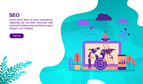 캐릭터와 Seo 일러스트 개념입니다 배너 프레젠테이션 소셜 미디어 포스터 광고 및 프로 모션에 대 한 템플릿 검색 엔진에 대한 스톡 벡터 아트 및 기타 이미지 Istock