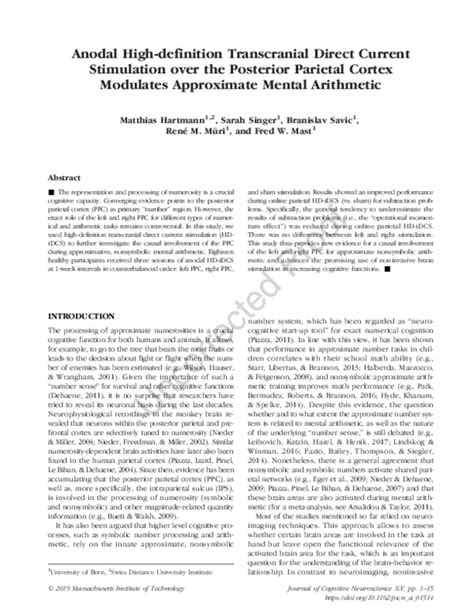 Pdf Anodal High Definition Transcranial Direct Current Stimulation