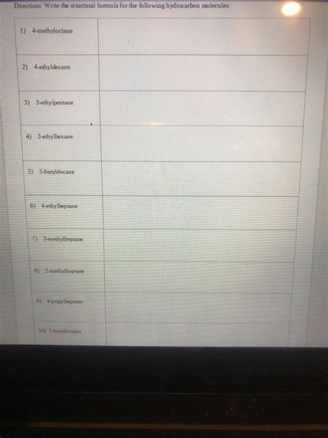 Solved Directions Write The Structural Fomula For The