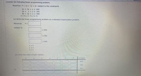 Solved Consider The Following Linear Programming Problem