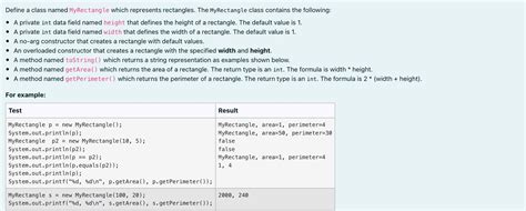 Solved Define A Class Named Myrectang Le Which Represents