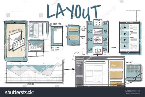 Web Template Layout Draft Sketch Stock Illustration 579957178