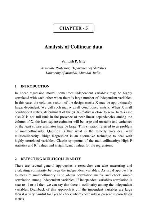 Pdf Analysis Of Collinear Data