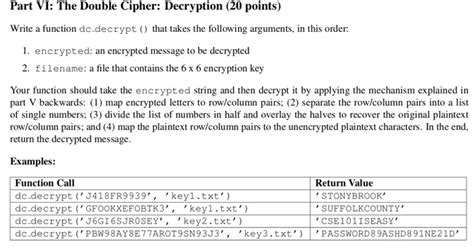 part vi the double cipher decryption 20 points
