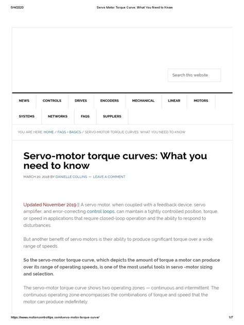 Servo Motor Torque Curve What You Need To Know Pdf Electric Motor