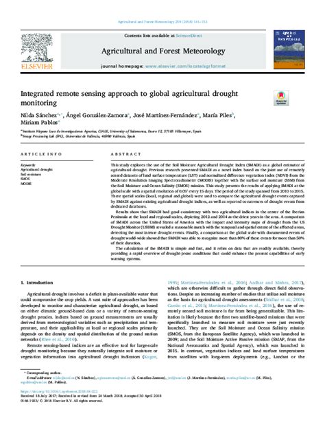 Pdf Integrated Remote Sensing Approach To Global Agricultural Drought