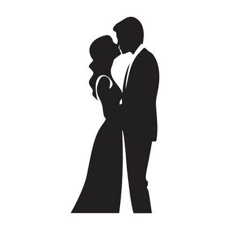 Pareja Casándose Icono Blanco Y Negro Del Joven Esposo Y Esposa En La
