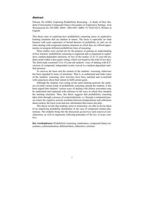 PDF Exploring Probabilistic Reasoning A Study Of How Babes Contextualise Compound Chance