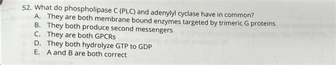 Solved What Do Phospholipase C Plc ﻿and Adenylyl Cyclase