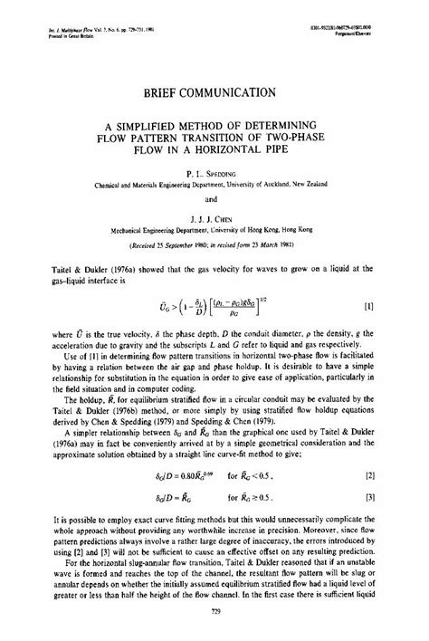 PDF A Simplified Method Of Determining Flow Pattern Transition Of Two Phase Flow In A