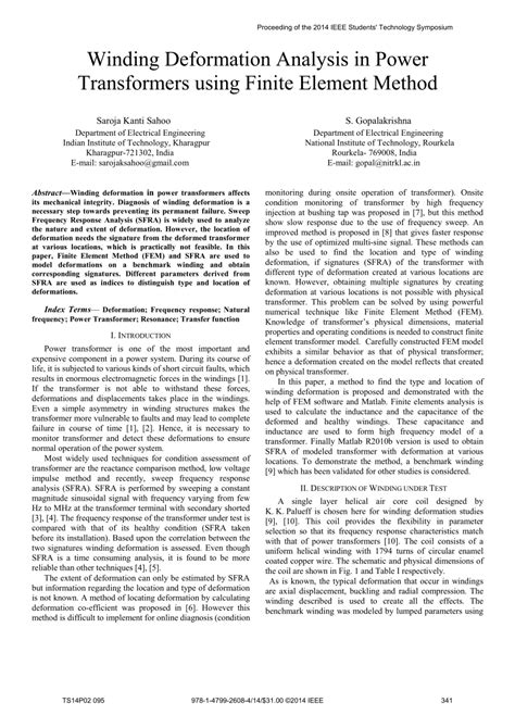 pdf winding deformation analysis in power transformers using finite