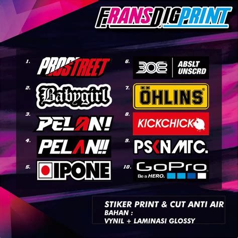 Jual Stiker Racing Stiker Print Cut Stiker Viral Stiker Kece