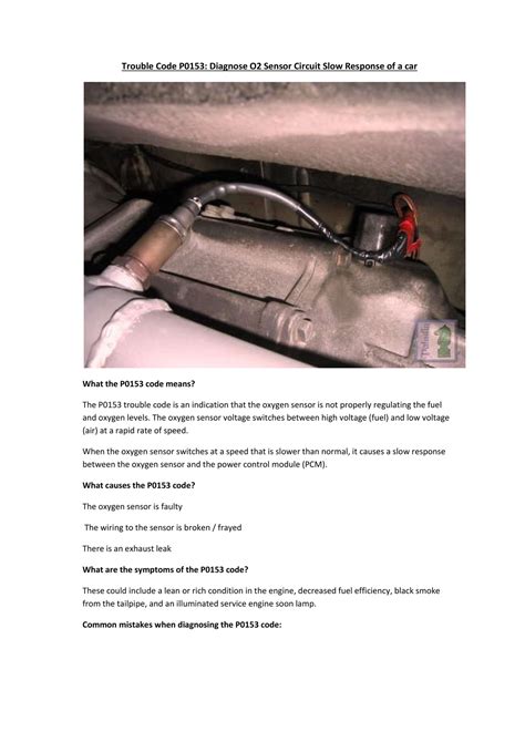 My Publications Partsavatar CA Trouble Code P Diagnose O Sensor Circuit Slow Response