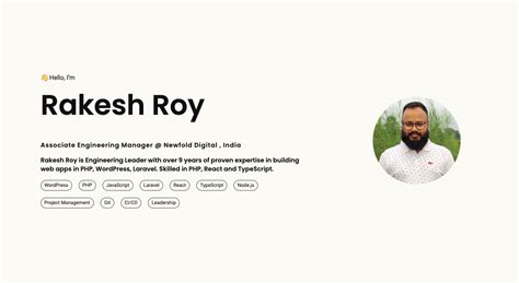 Rakesh Roy Associate Engineering Manager Newfold Digital India