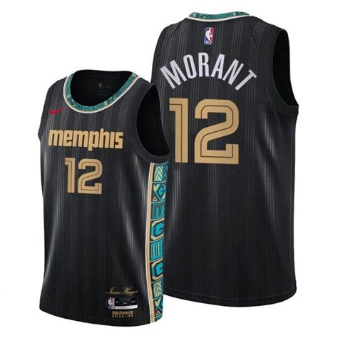 Memphis Grizzlies 12 Ja Morant Black 202121 City Jersey New Uniform