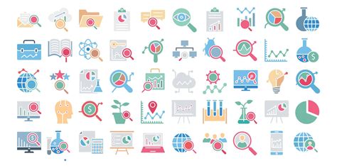 Explore And Analysis Vector Icons Set By Pixlestudio Codester
