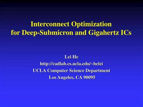 Ppt Interconnect Optimization For Deep Submicron And Gigahertz Ics