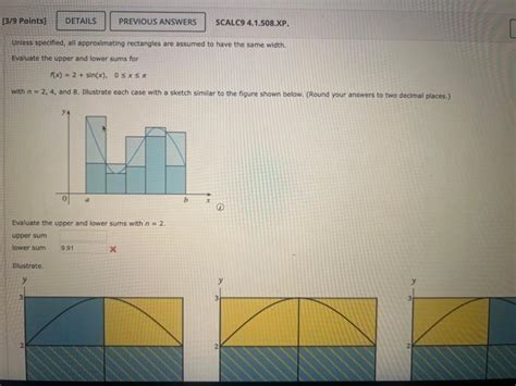 Evaluate The Upper And Lower Sums With N 8 Upper Sum Chegg Com