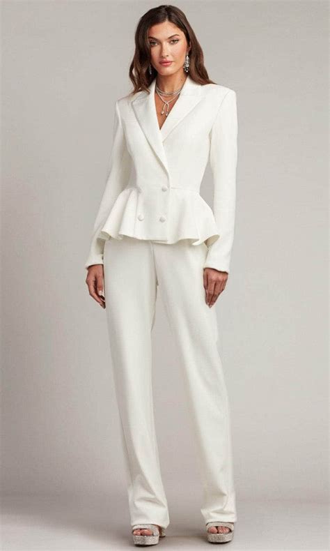 Tadashi Shoji Bos23303ybr Long Sleeve Tuxedo Jumpsuit Couture Candy