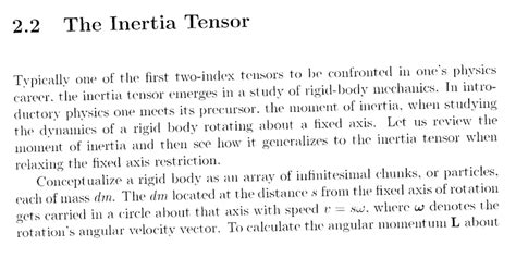 The Inertia Tensor Determining Components Of Angular Momentum