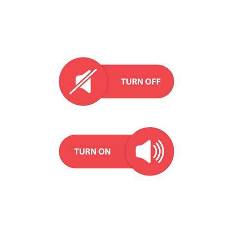 Volume Control Red Buttons Turn Off And Turn On Sound Toggle Switch Buttons Vector