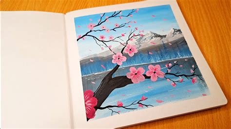 Әдемі Көктемгі Пейзаждың суретін салу Сакура ағашы Гуащьпен сурет салуға идея Youtube