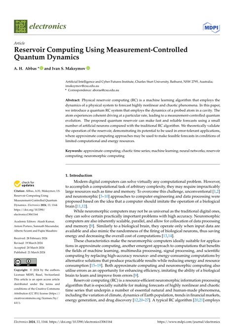 Pdf Reservoir Computing Using Measurement Controlled Quantum Dynamics