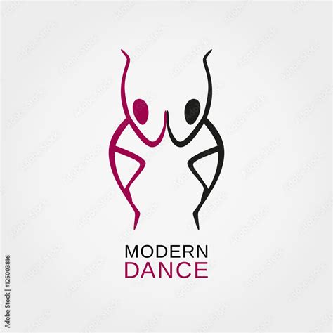 Dance Icon Concept Character Logo Modern Ballet Studio Design