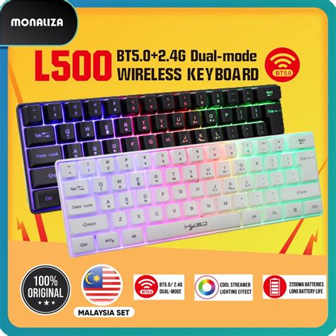 Hksj Wireless Gaming Keyboard Dual Mode L500 61 Keys Bt5 0 2 4g Rgb Membrane Shopee Malaysia