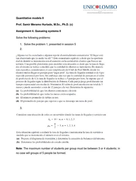 assignment 4 queueing systems ii pdf