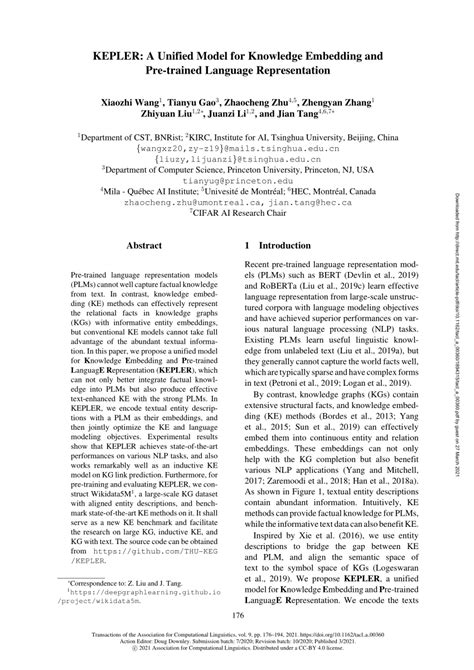 Pdf Kepler A Unified Model For Knowledge Embedding And Pre Trained Language Representation