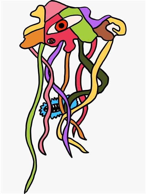 The Patchwork Jellyfish Dark Background Sticker For Sale By Thedoodlemancer Redbubble