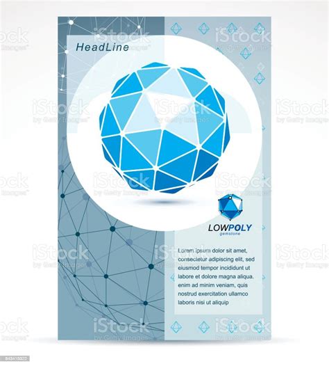 새로운 기술 테마 책자 표지 디자인 프론트 페이지 3 차원 설계 벡터 추상 블루 다각형 모양입니다 0명에 대한 스톡 벡터 아트 및 기타 이미지 Istock